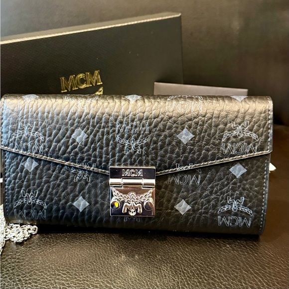 MCM | Bags | Mcm Tracy Black Long Flap Wallet With Chain | Poshmark